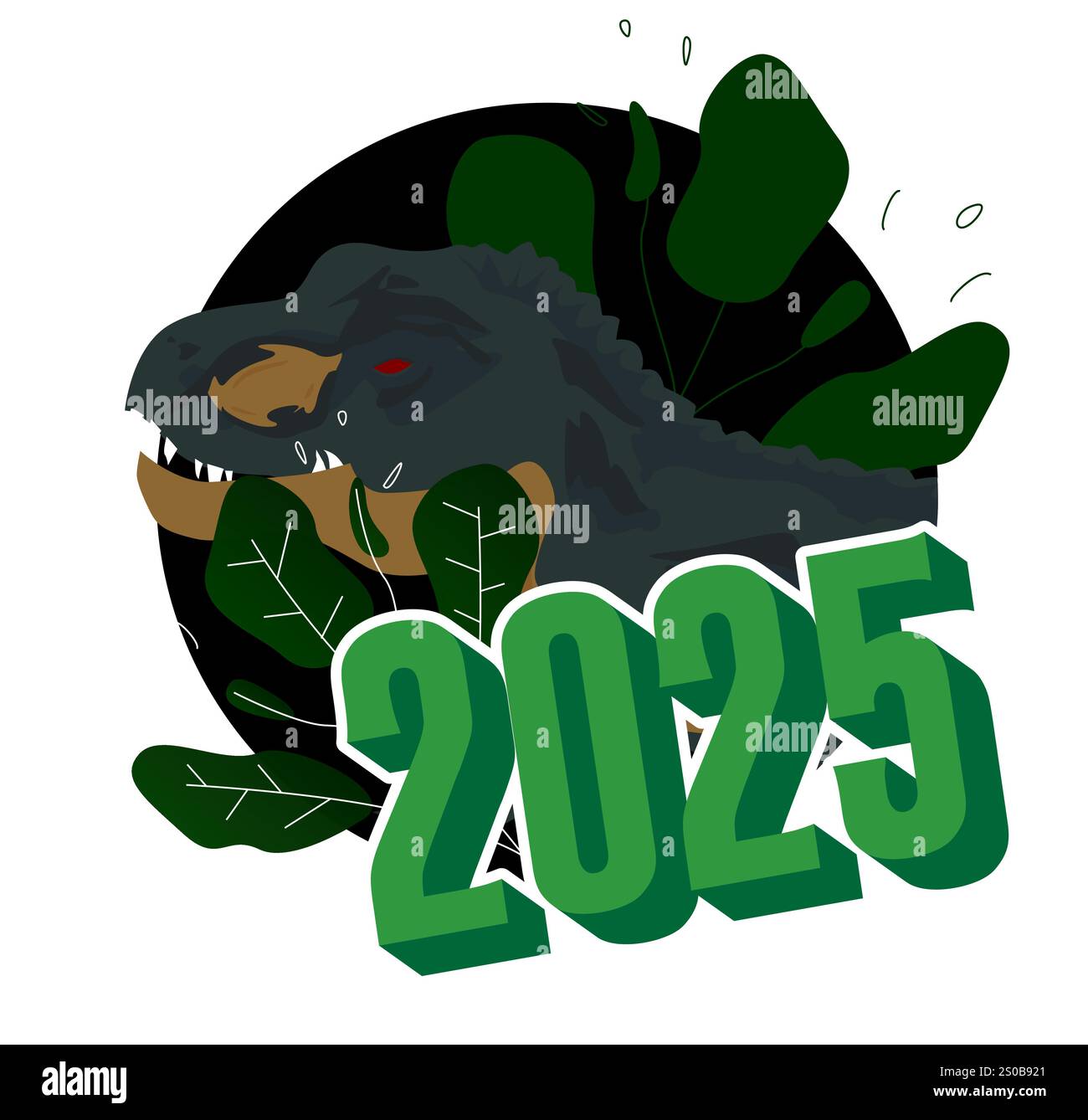 Dinosaure avec une bulle de discours indiquant le numéro 2025 ...