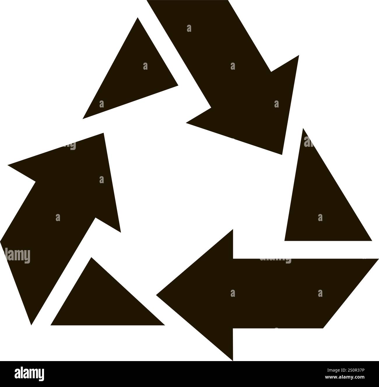 Logo de recyclage avec trois flèches en boucle continue, représentant la conversion des déchets ...