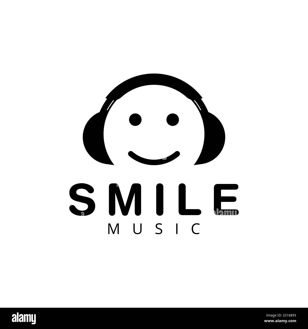 Smile émoticône musique Banque d'images noir et blanc - Alamy
