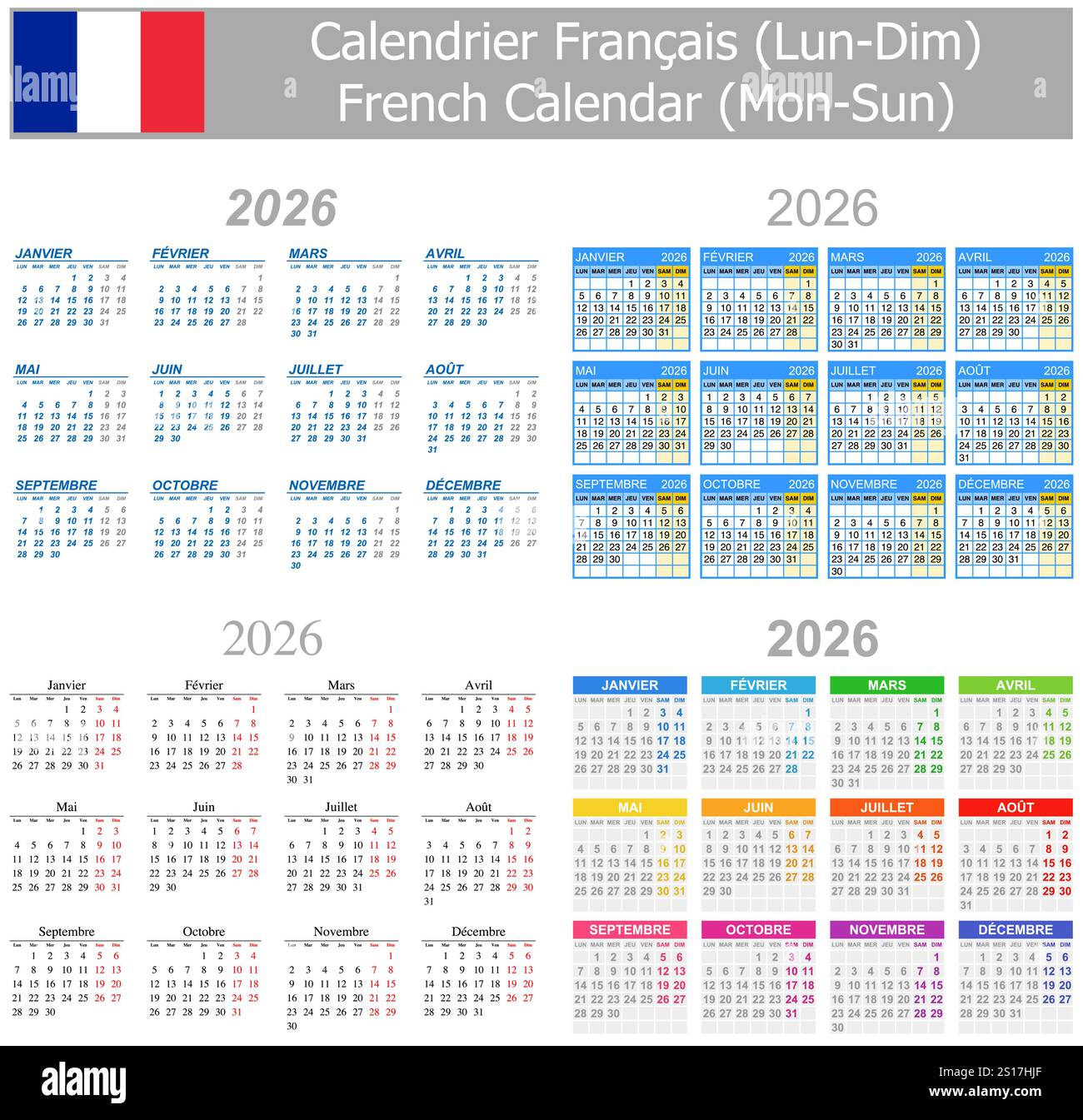 Calendrier 2026 français Banque de photographies et d’images à haute ...