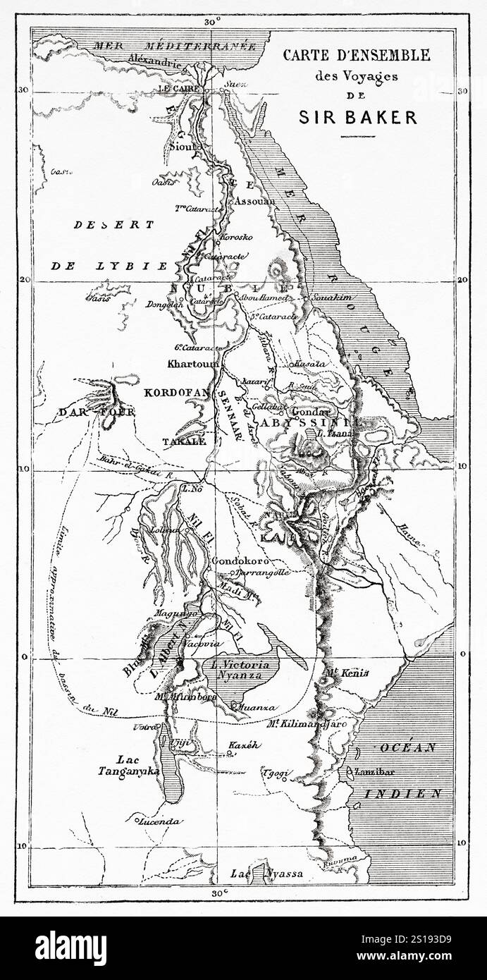 Ancienne carte du lac Banque d'images détourées - Alamy