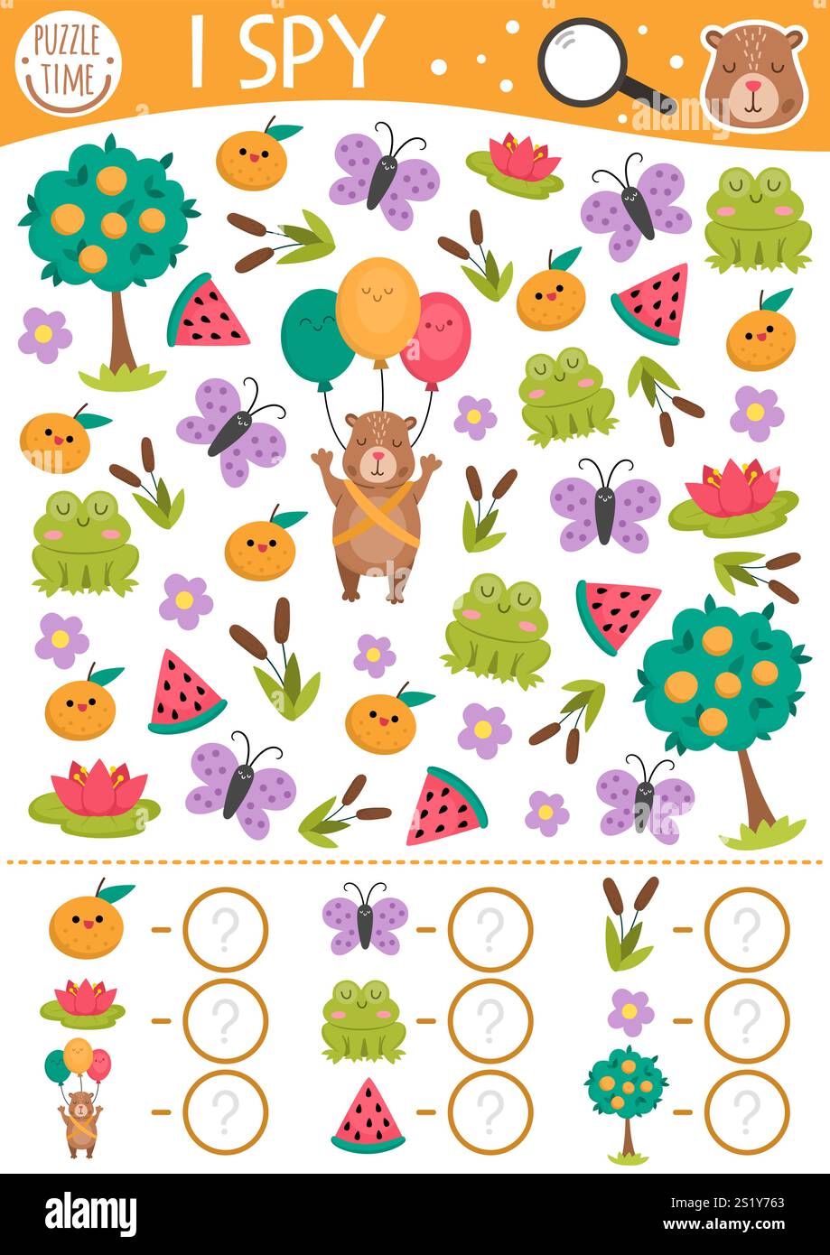 Capybara I Spy jeu pour les enfants. Recherche et comptage de l ...