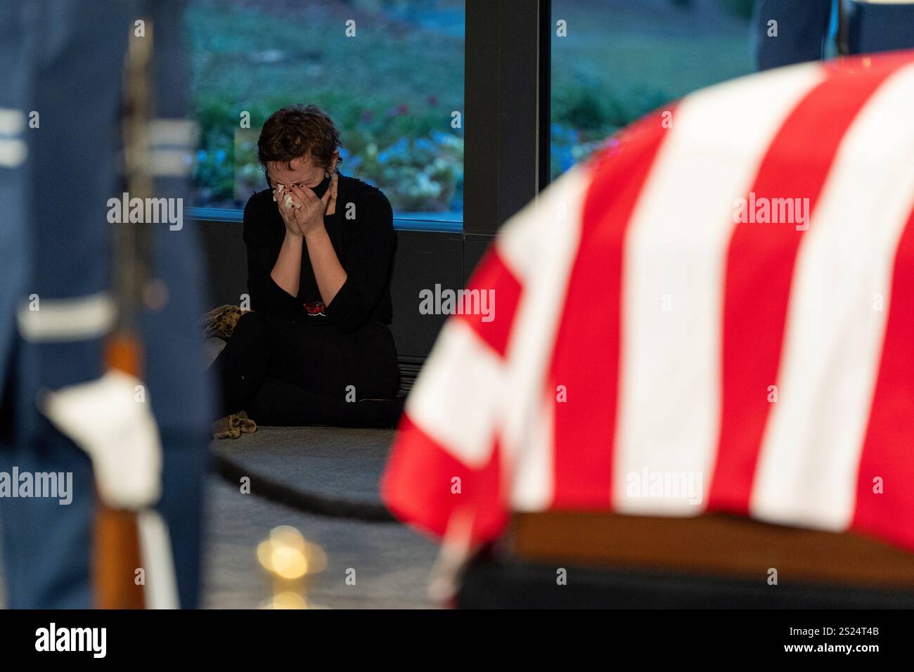 Annabeth Mellon becomes emotional while viewing the casket of former ...