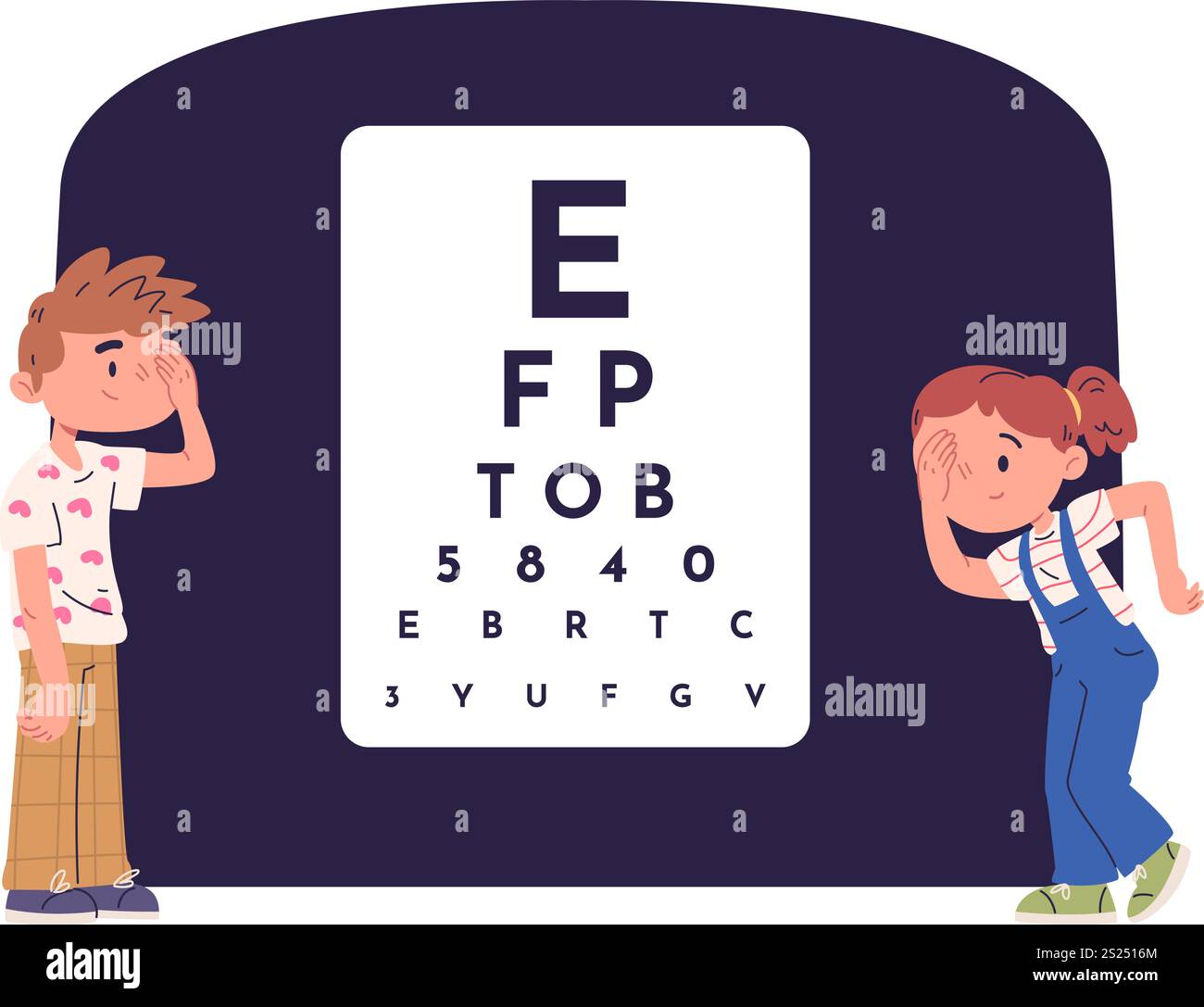 Test de la vue de l'enfant. Examen visuel des yeux d'enfant à l ...