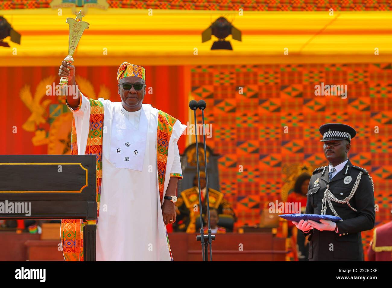 Ghana's President-Elect John Dramani Mahama, holds state sword after ...