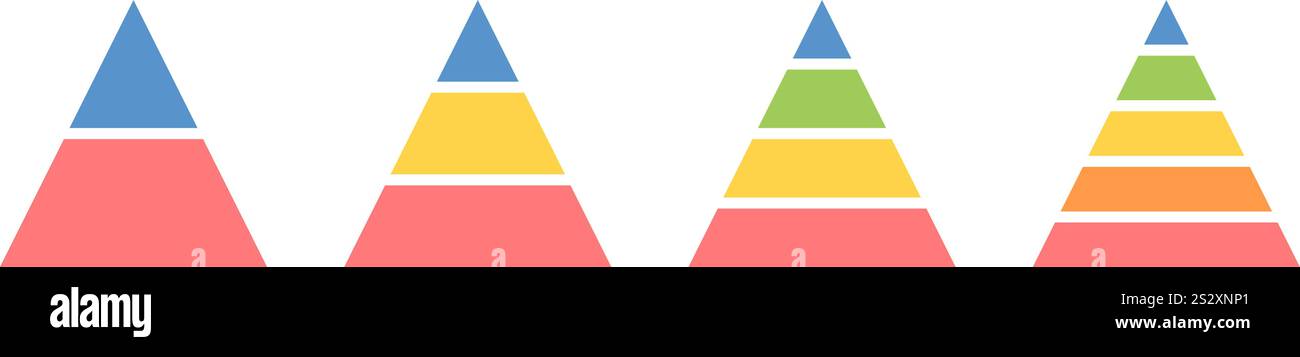 Niveaux de pyramide triangulaire. Diagramme pyramidal en demi-triangle ...