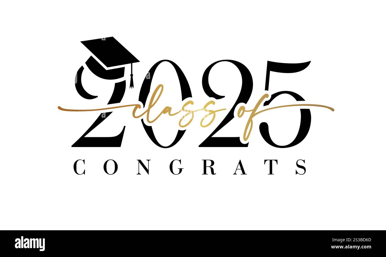 Classe de 2025 bannière de calligraphie. Félicitation graduation ...