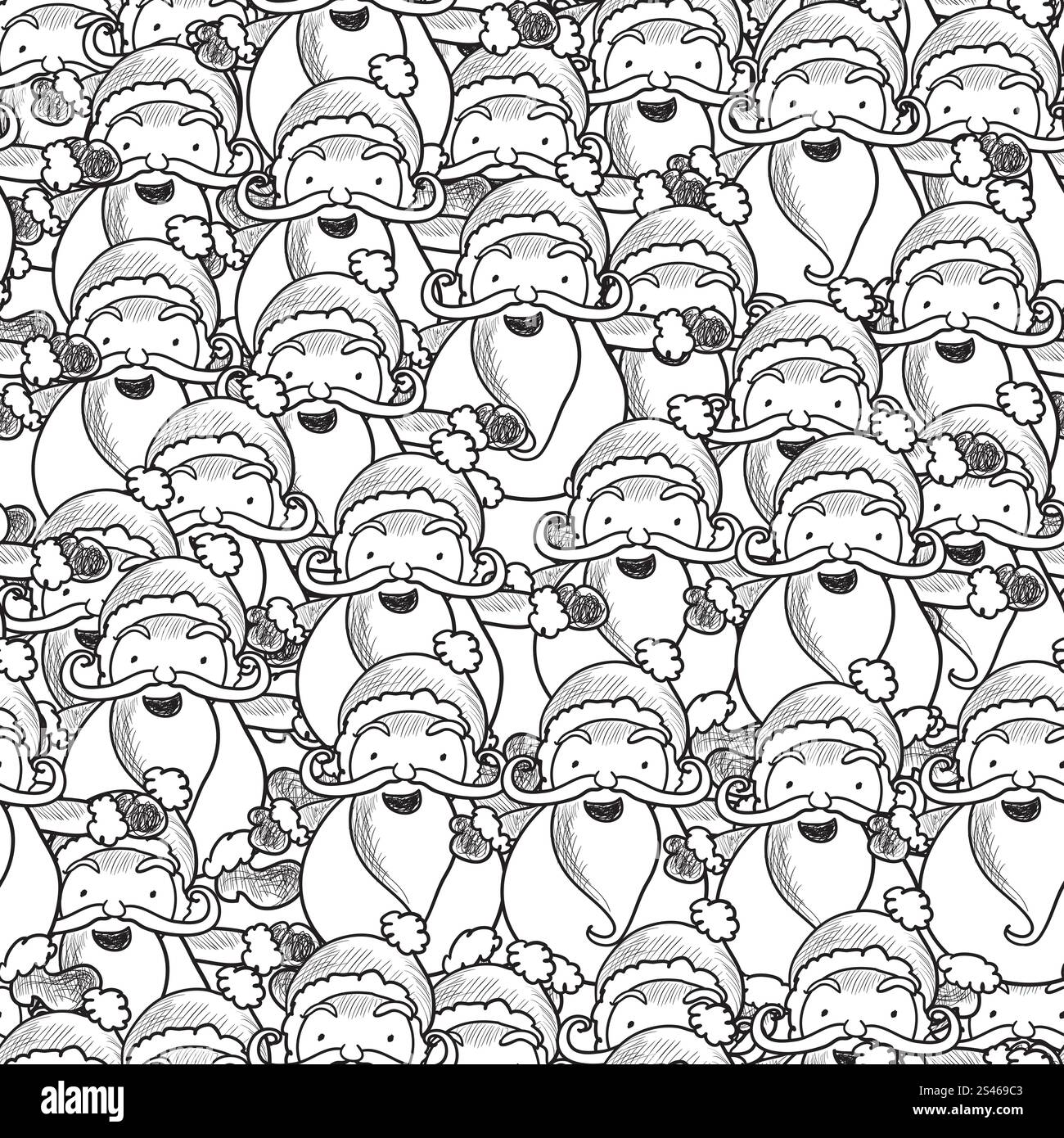 Père noel dessiné Banque d'images noir et blanc - Alamy
