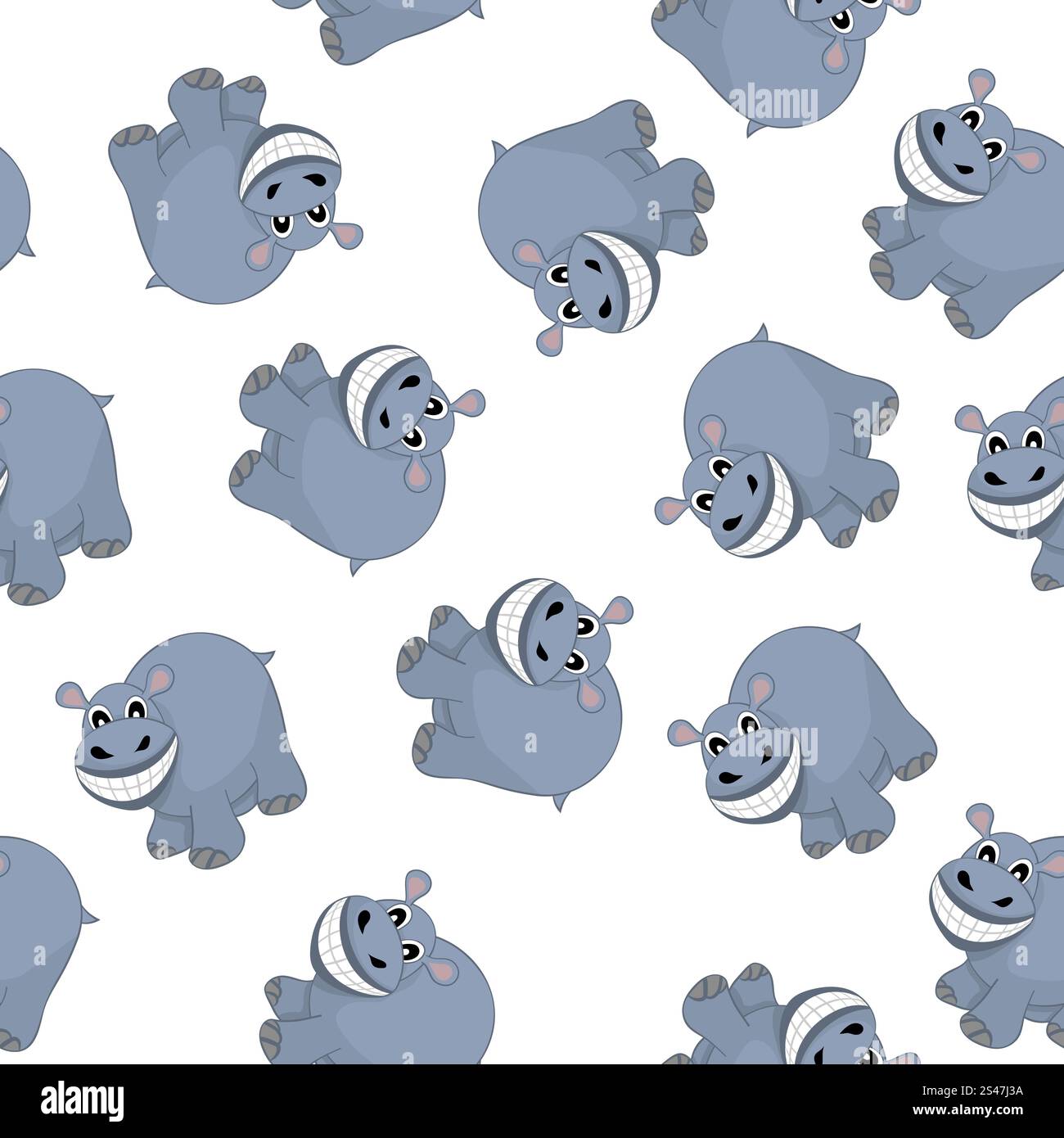 Modèle logique de Funny Cartoon Character Hippo avec large sourire sur ...
