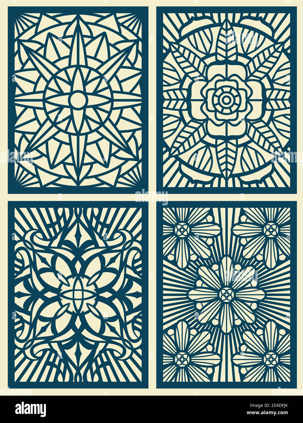 Cartes de motif vectoriel de fretwork découpées au laser, panneaux ...