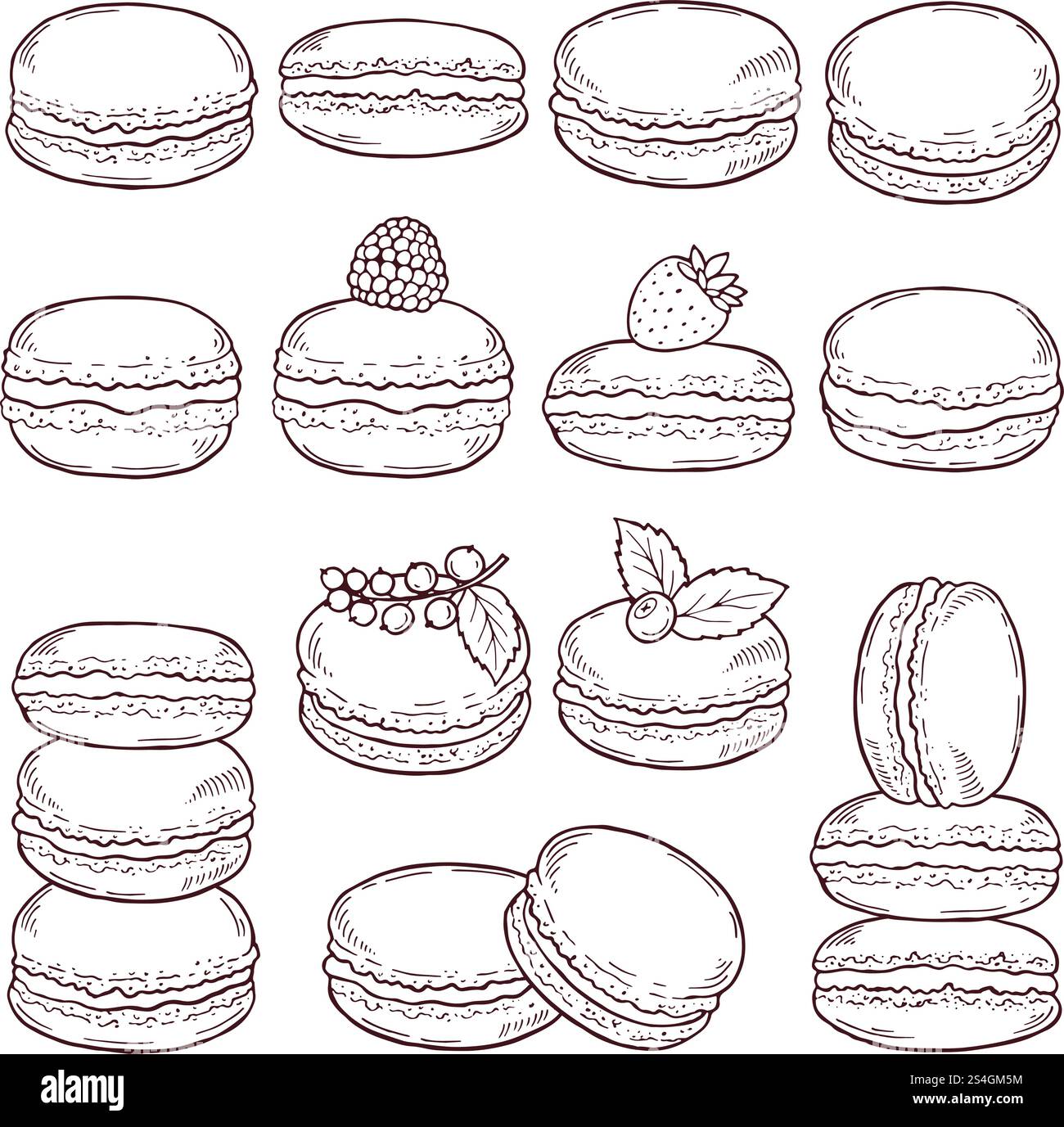 Illustrations dessinées à la main de la cuisine parisienne. Délicieux ...