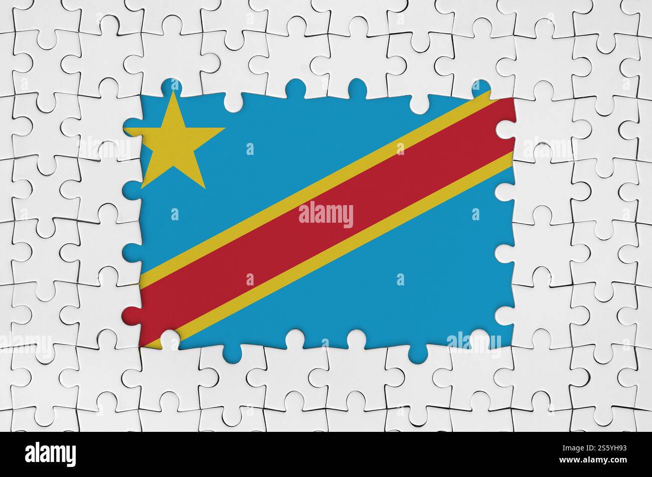 Drapeau de la République démocratique du Congo dans le cadre de pièces ...