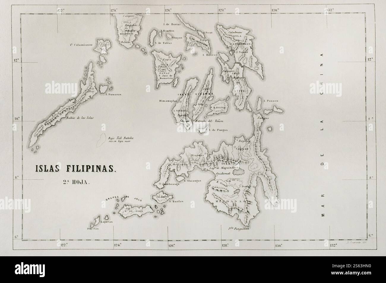 Carte des îles Philippines (période coloniale espagnole). Île de ...