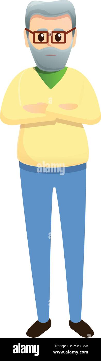 Icône de grand-père sérieux. Dessin animé de l'icône vectorielle grand ...