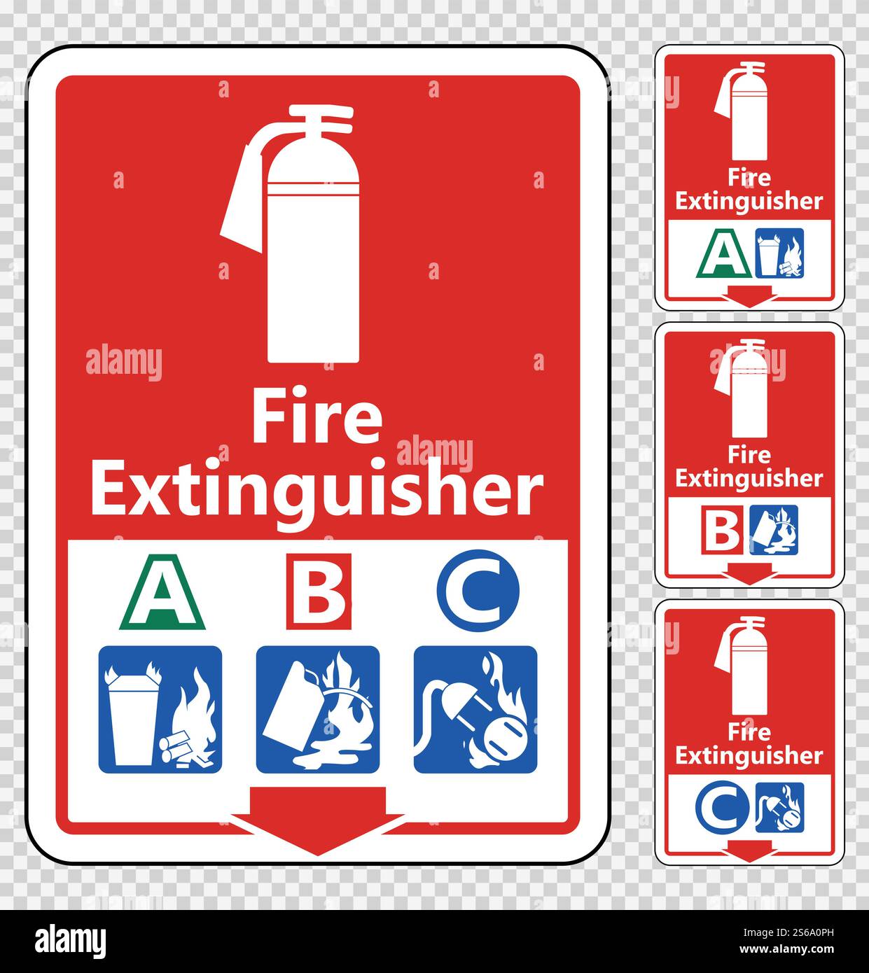 Symbole extincteur A B C panneau isoler sur fond transparent ...