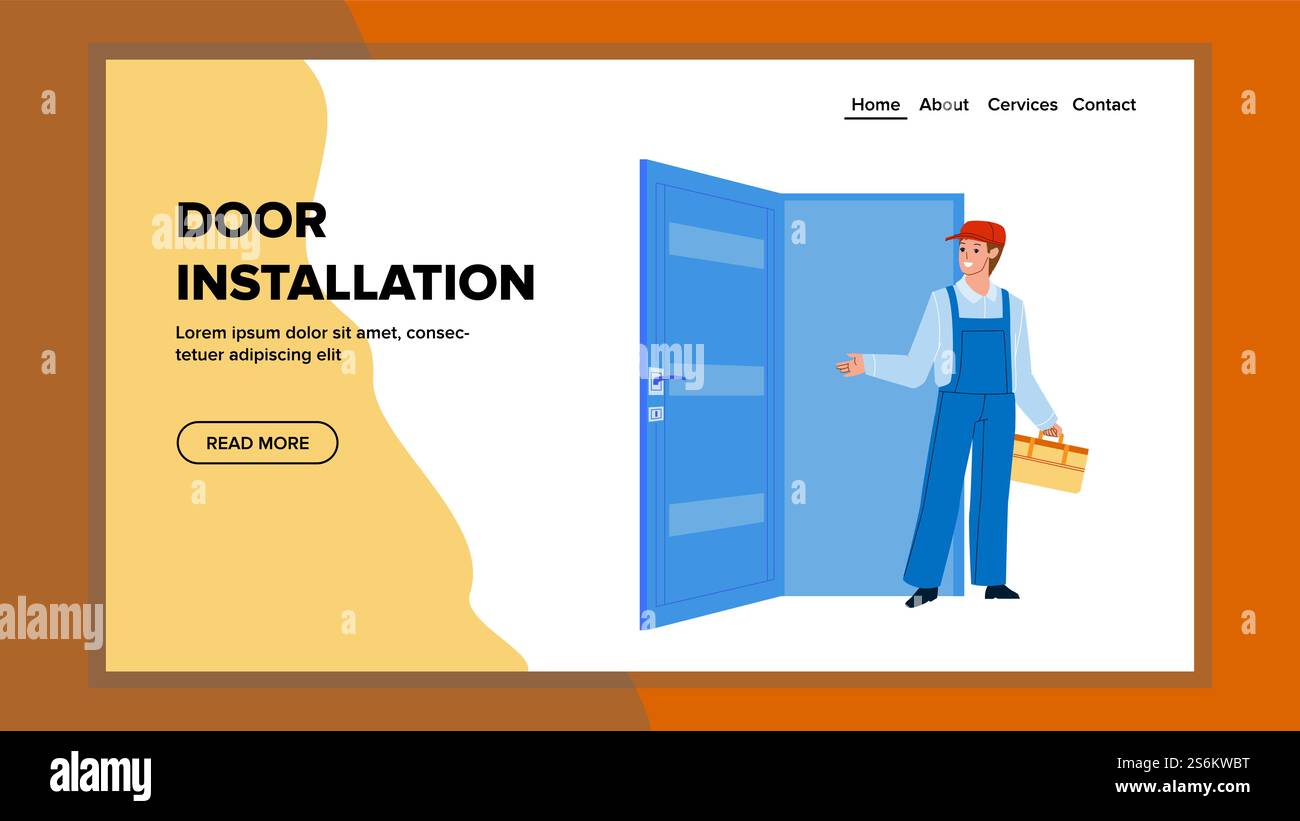 Processus d'installation de la porte d'entrée Handyman Vector ...