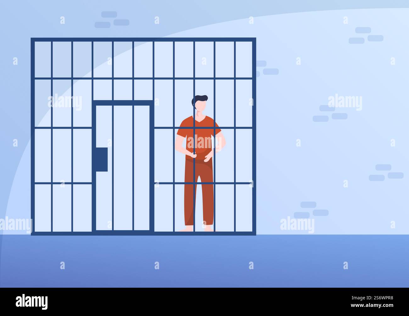 Prisonniers qui sont derrière les barreaux dans les cellules de prison ...