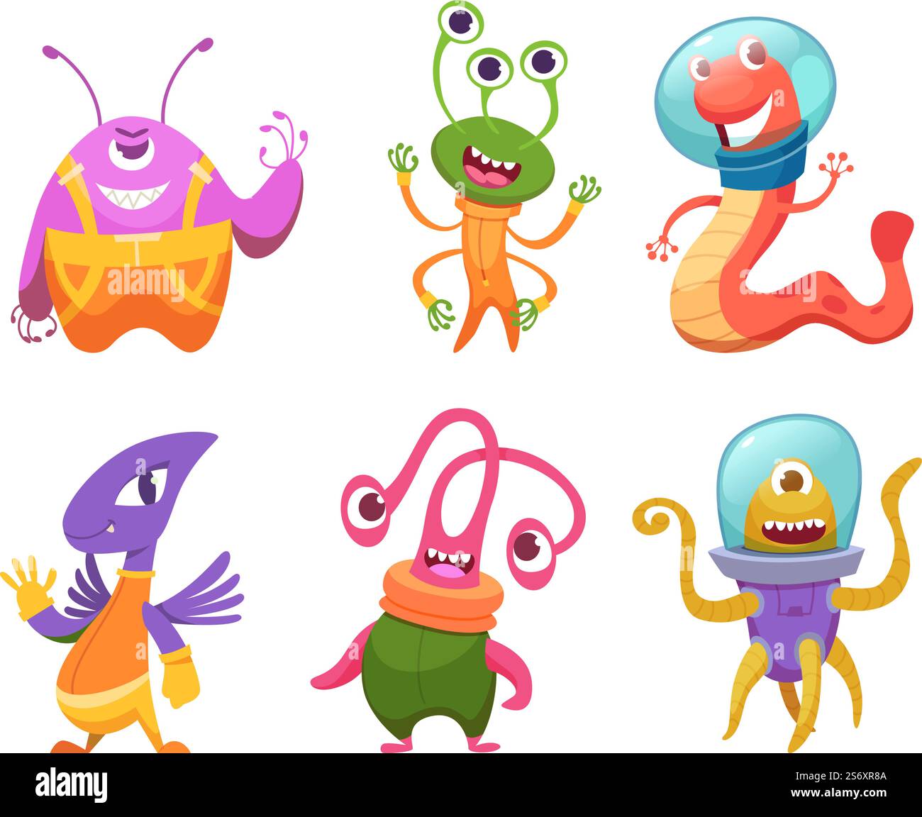 Aliens de dessins animés. Monstres de l'espace Freak mystérieux drôle ...