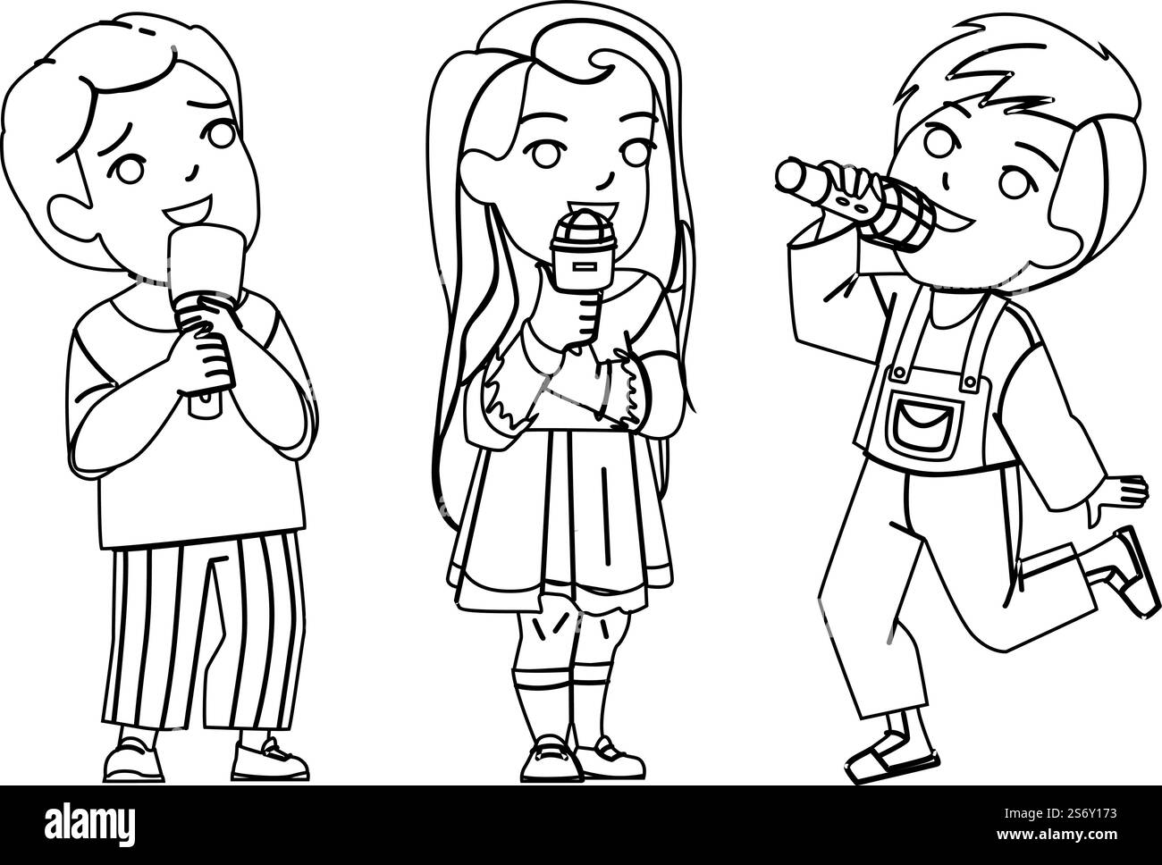 Enfants Chantant Clipart Noir Et Blanc