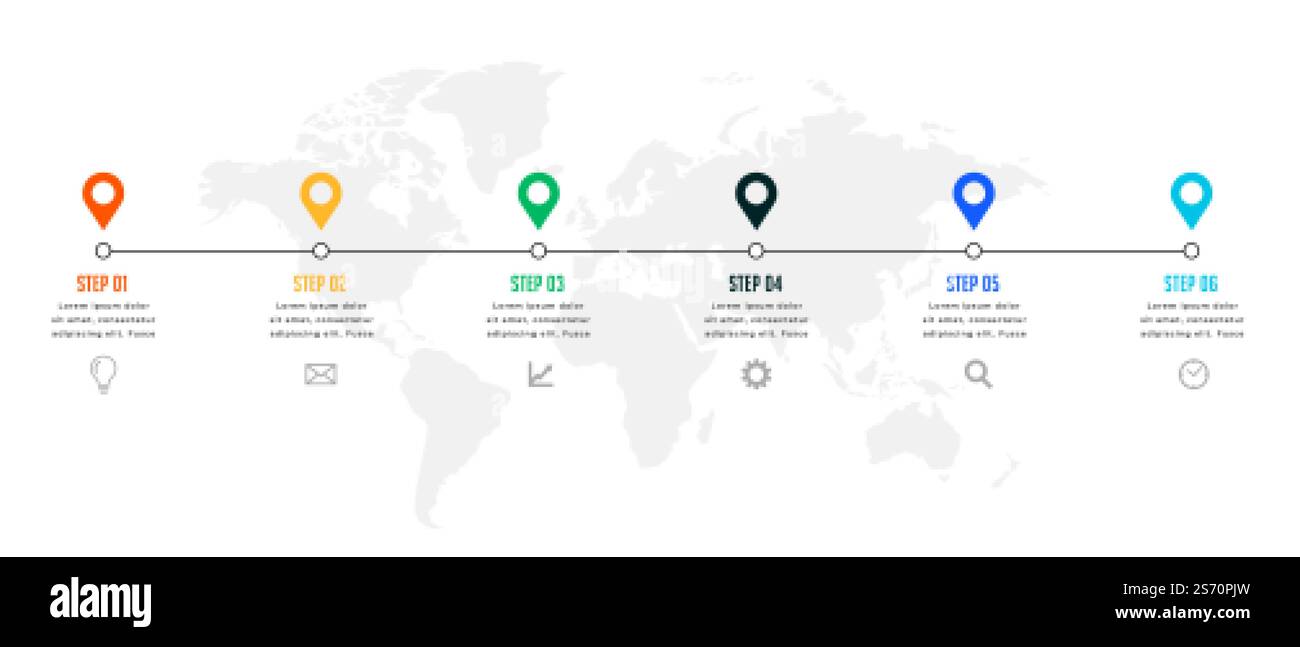 modèle d'infographie sur le calendrier en six étapes ou l'étape clé ...