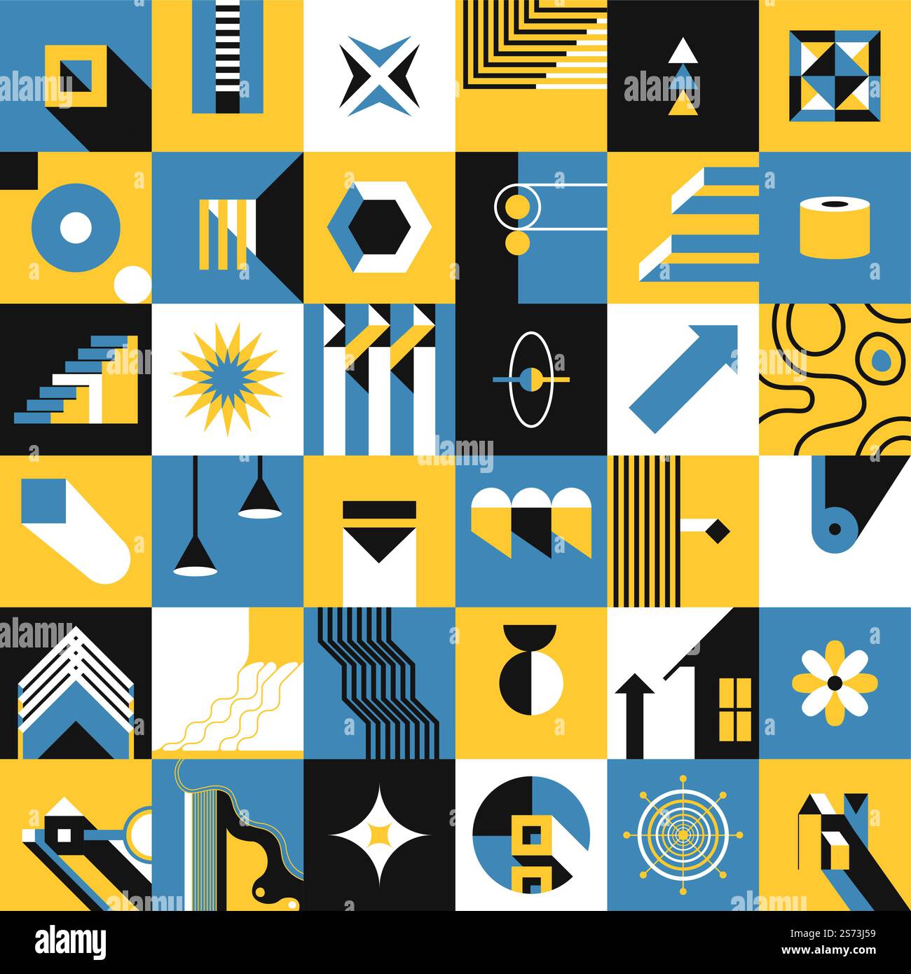 Collage de formes abstraites, de formes géométriques et de dessins de ...