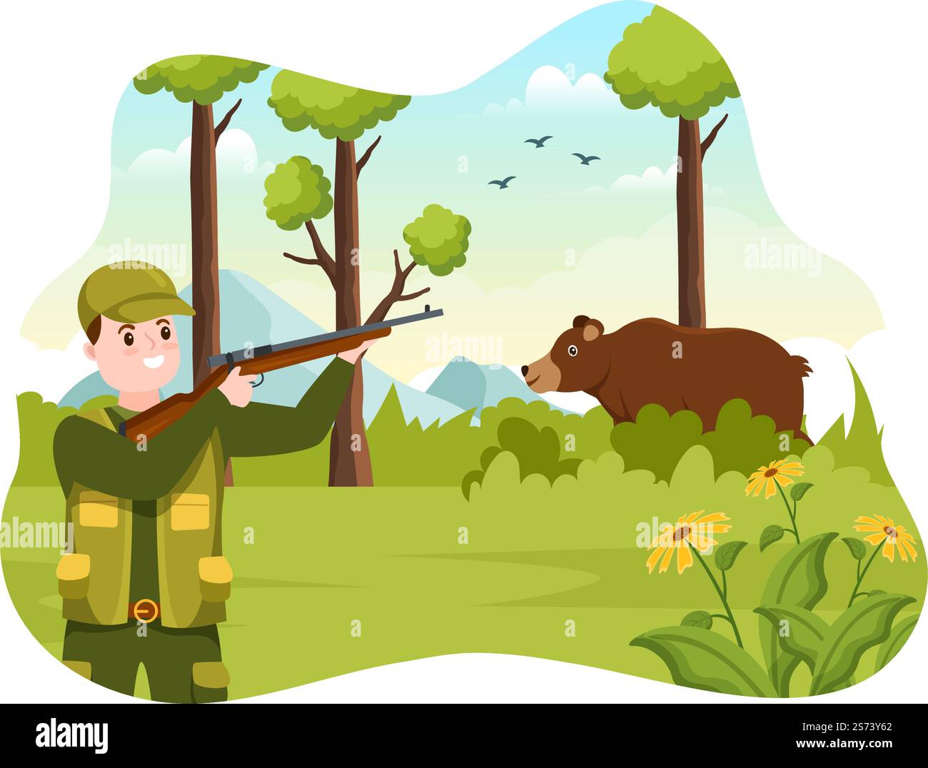 Chasseur avec fusil de chasse ou arme de tir à des oiseaux ou des ...