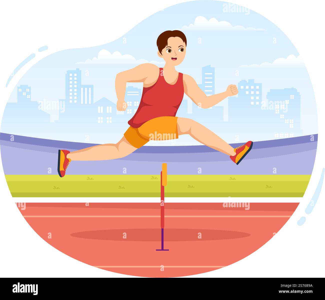 Athlète course obstacle long saut sportif jeu Illustration dans ...