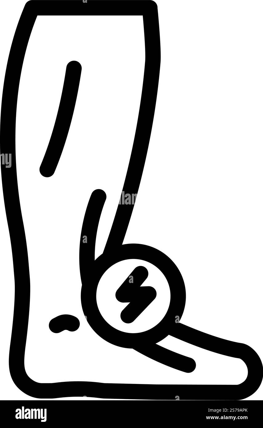 vecteur d'icône de ligne de douleur de corps de cheville. douleur à la ...