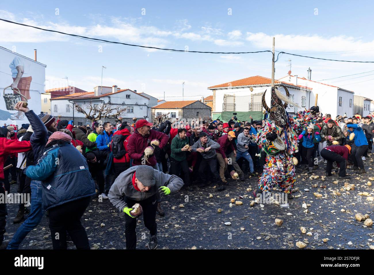 Dozens of people throw turnips at Jarramplas, on January 19, 2025, in ...