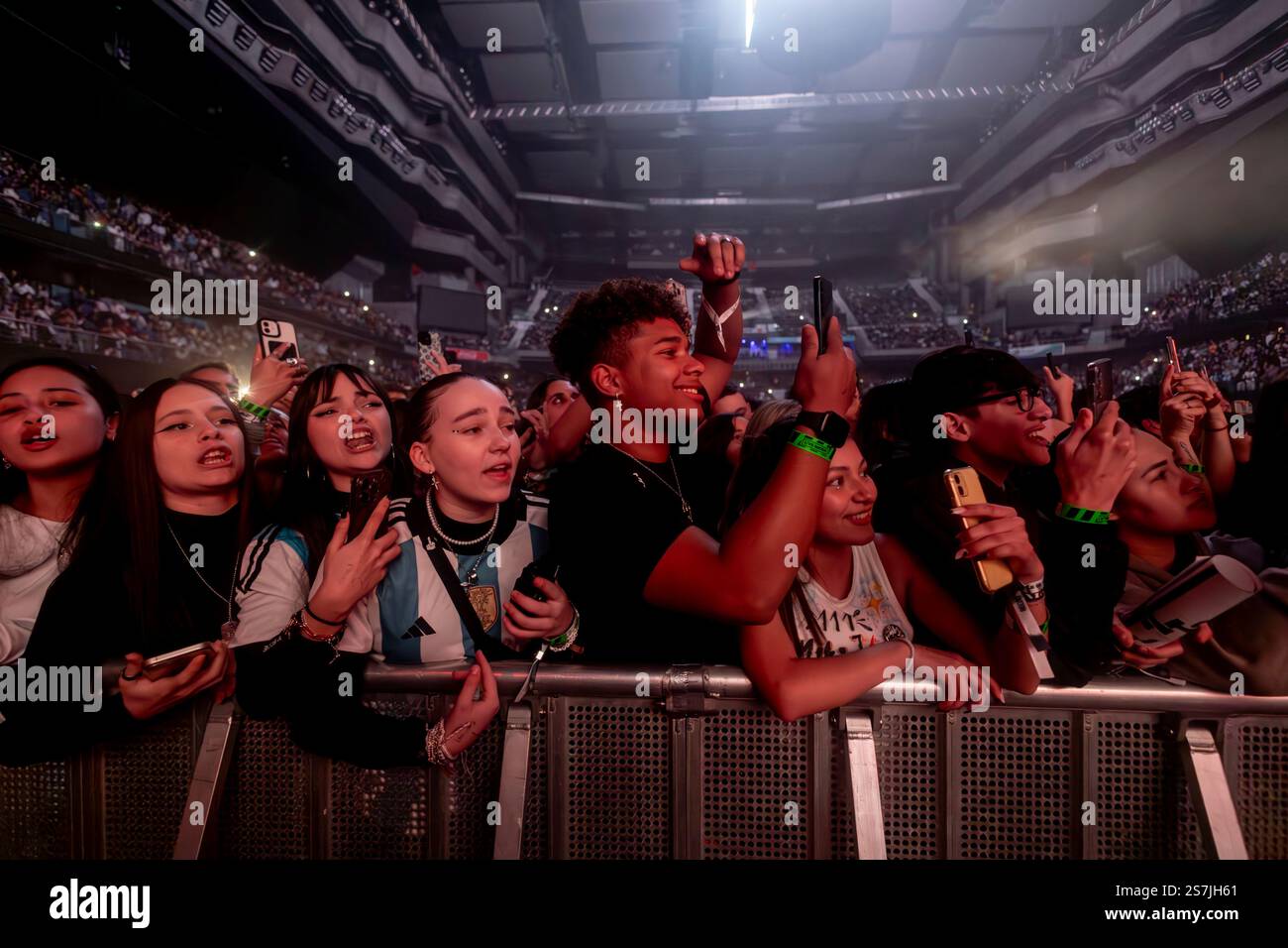 Several people during a Milo J concert at the Movistar Arena, on ...