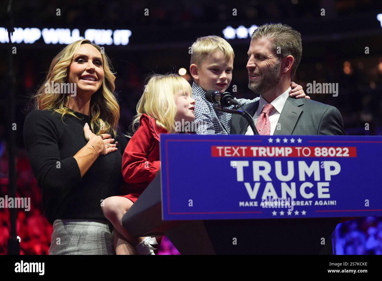 Eric Trump and wife Lara, daughter Carolina and son Luke, stand at the ...