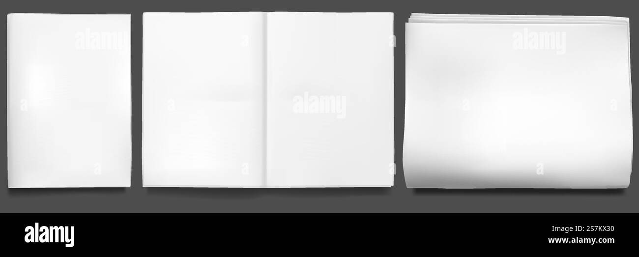 Maquette de journal. Feuille blanche de magazine de papier journal ...
