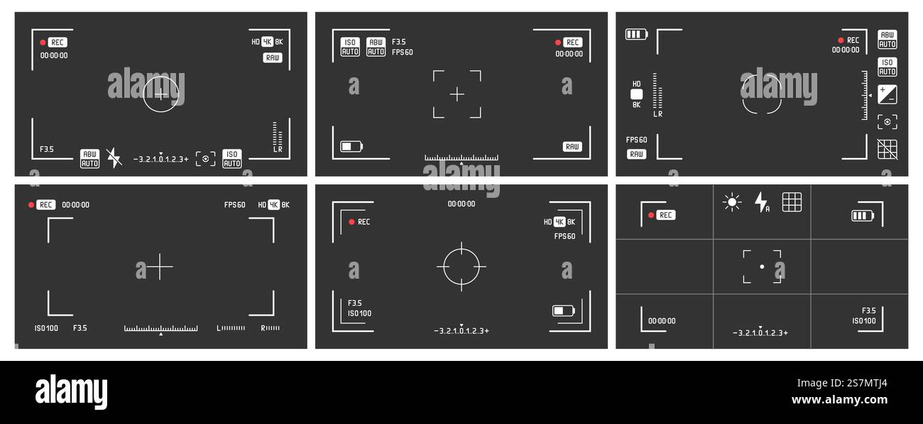 Viseurs de caméras vidéo. Cadre d'enregistrement, écran de ...