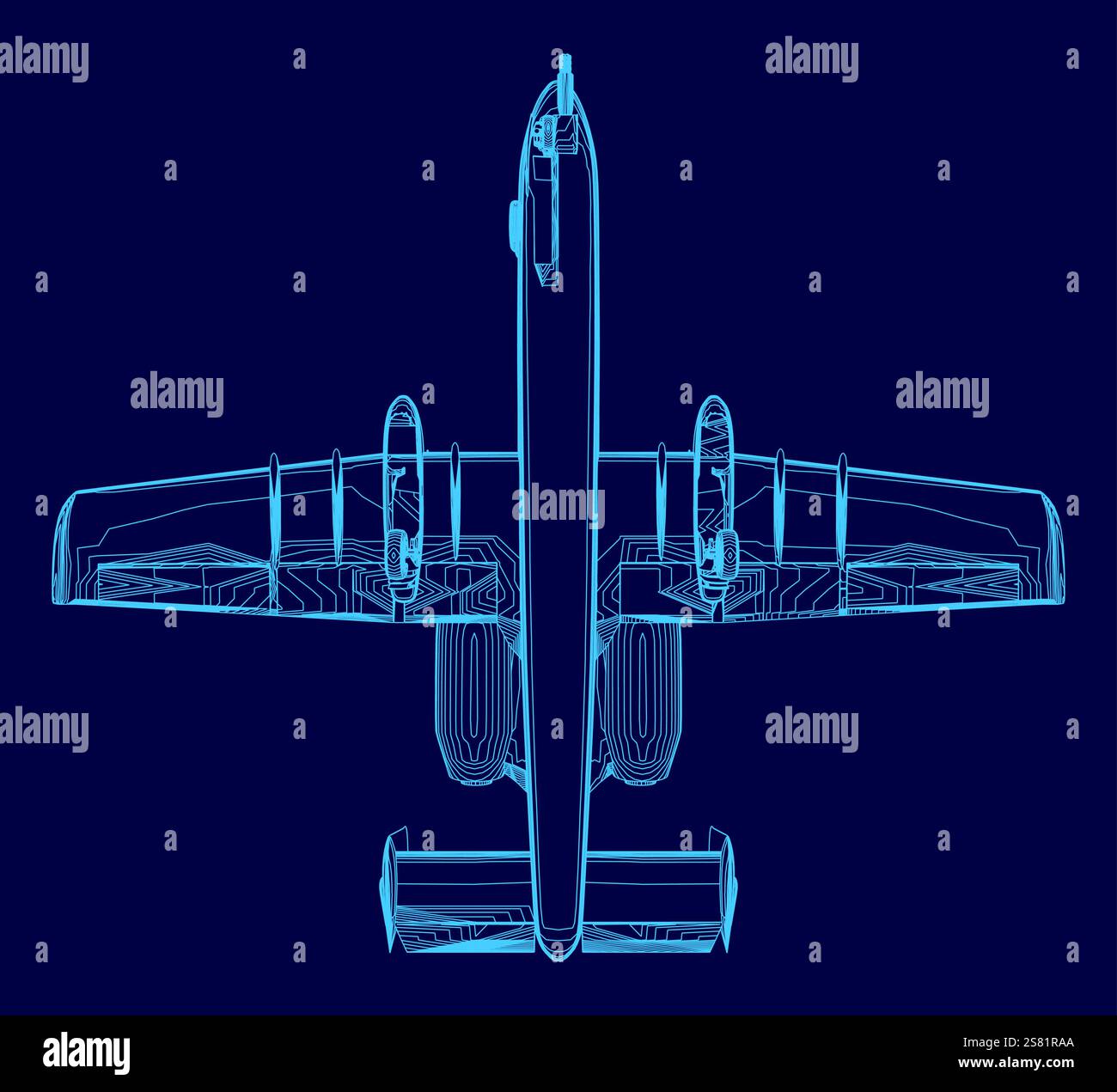 L'avion bleu est représenté dans un dessin bleu. L'avion est un avion ...