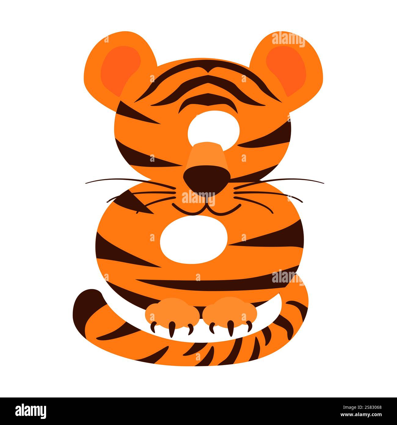 Dessin animé numéro 8 comme Tiger, chiffre huit. Dessin animé de nombre ...