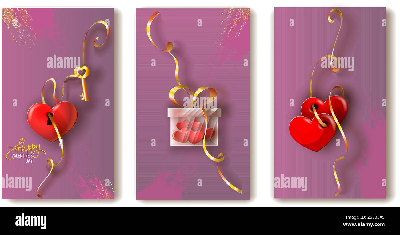 Ensemble d'affiches de bonne Saint Valentin. Illustration vectorielle ...