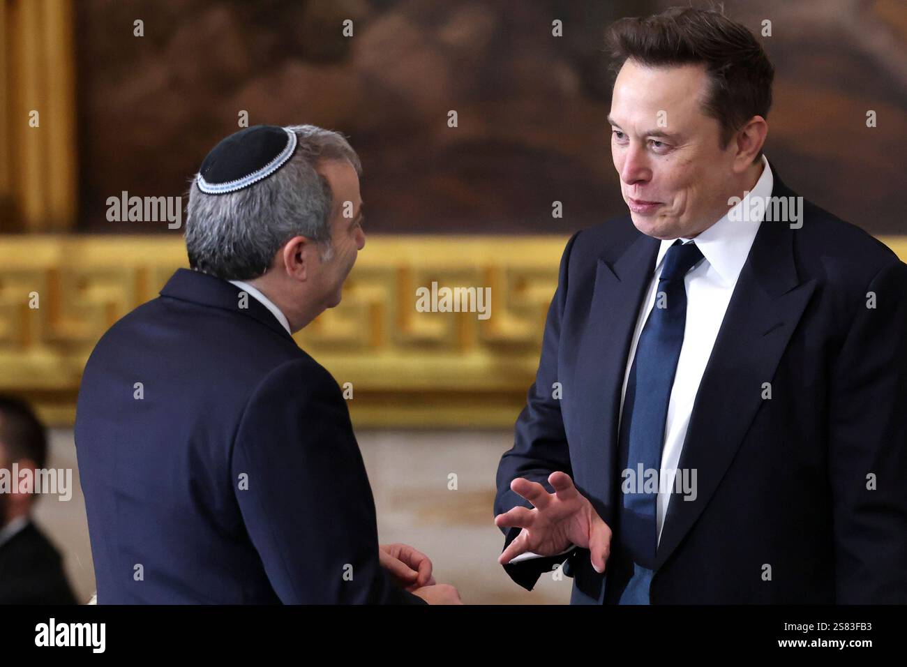 Yeshiva University's President Rabbi Dr. Ari Berman, left, speaks with ...