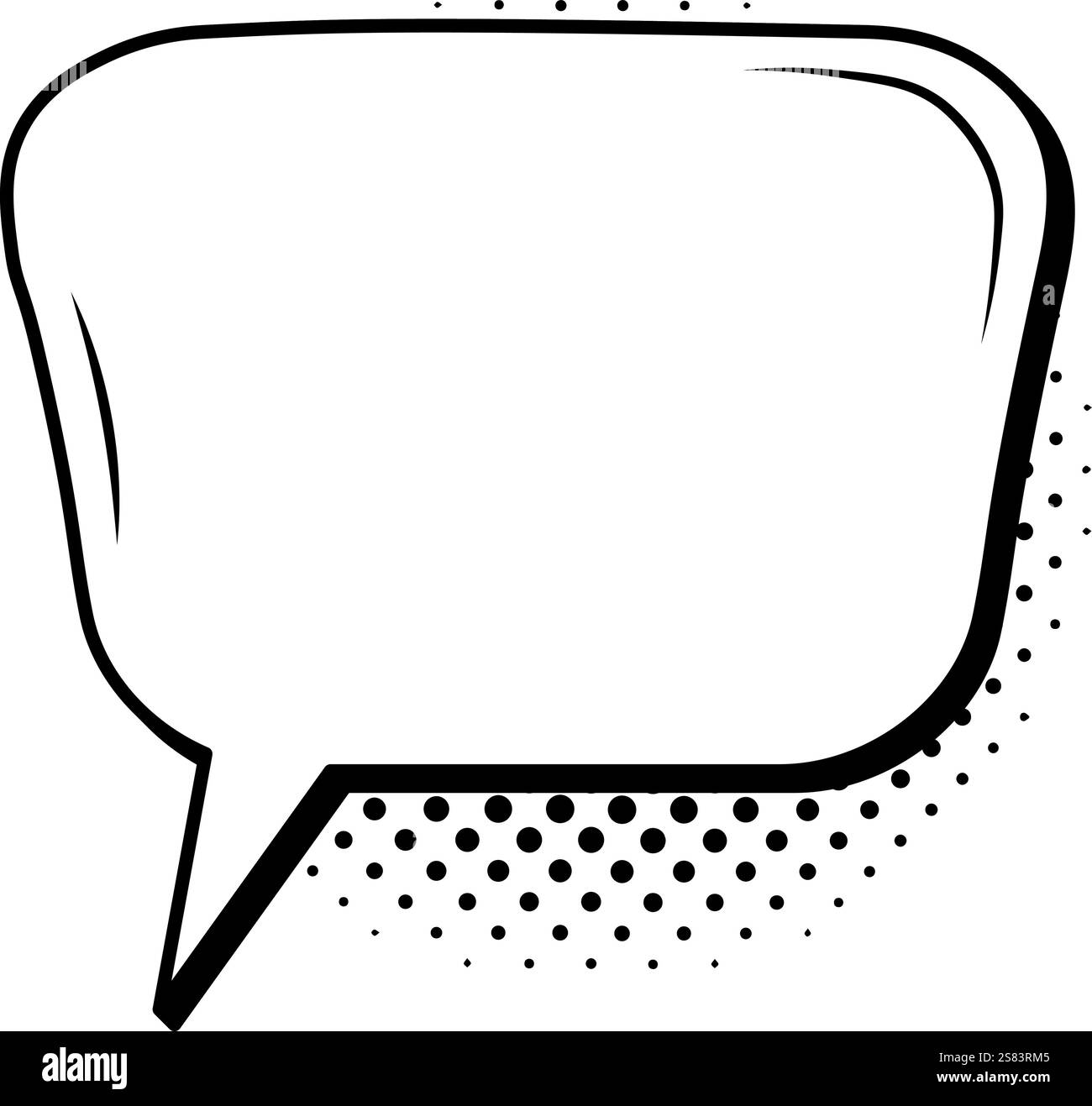 Bulle de bande dessinée rectangulaire vide en noir et blanc avec des ...