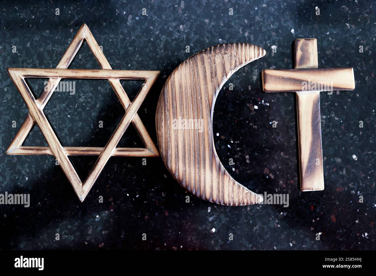 Symboles du christianisme, de l'islam et du judaïsme, trois religions ...