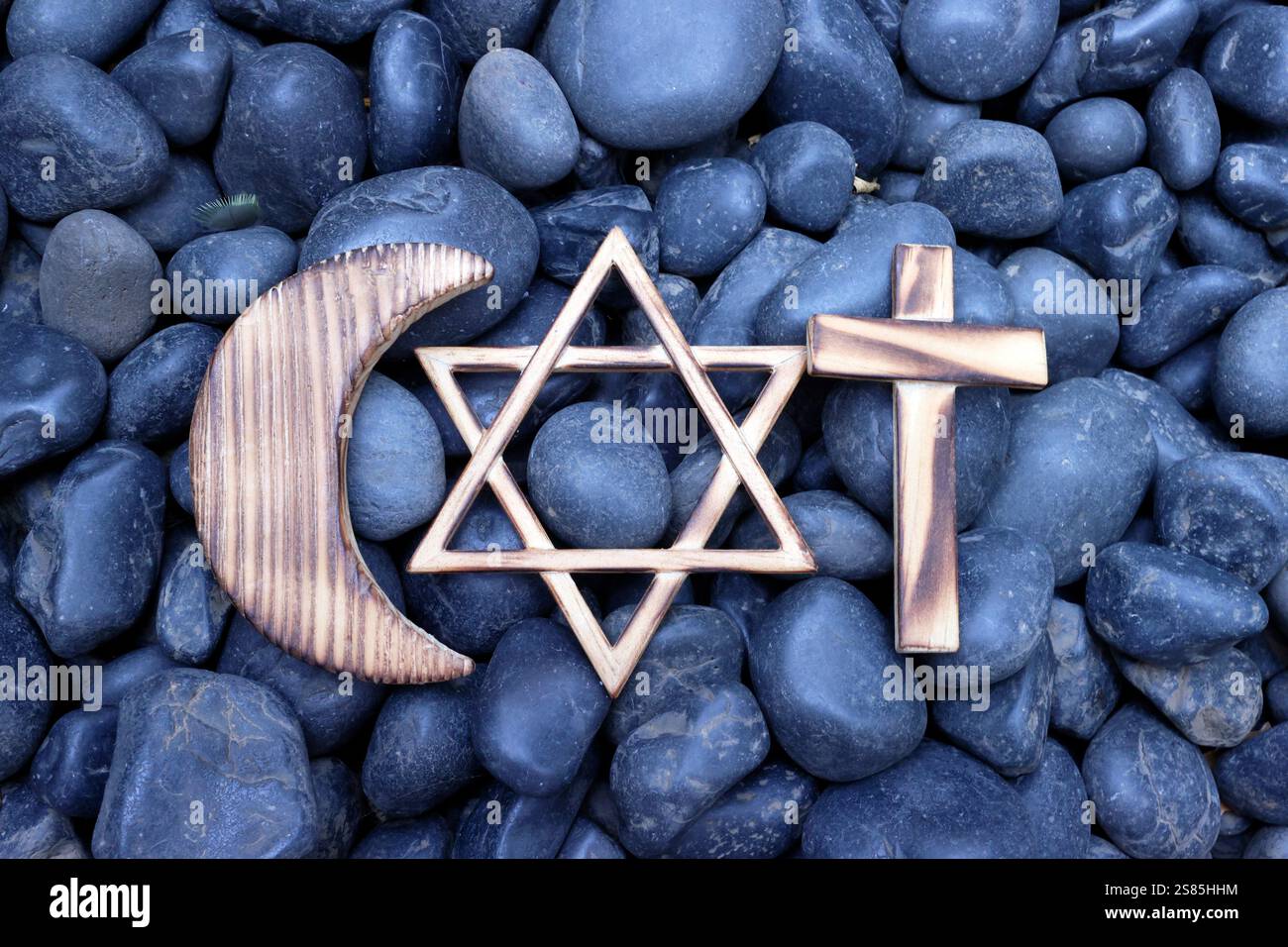 Symboles du christianisme, de l'islam et du judaïsme, trois religions ...