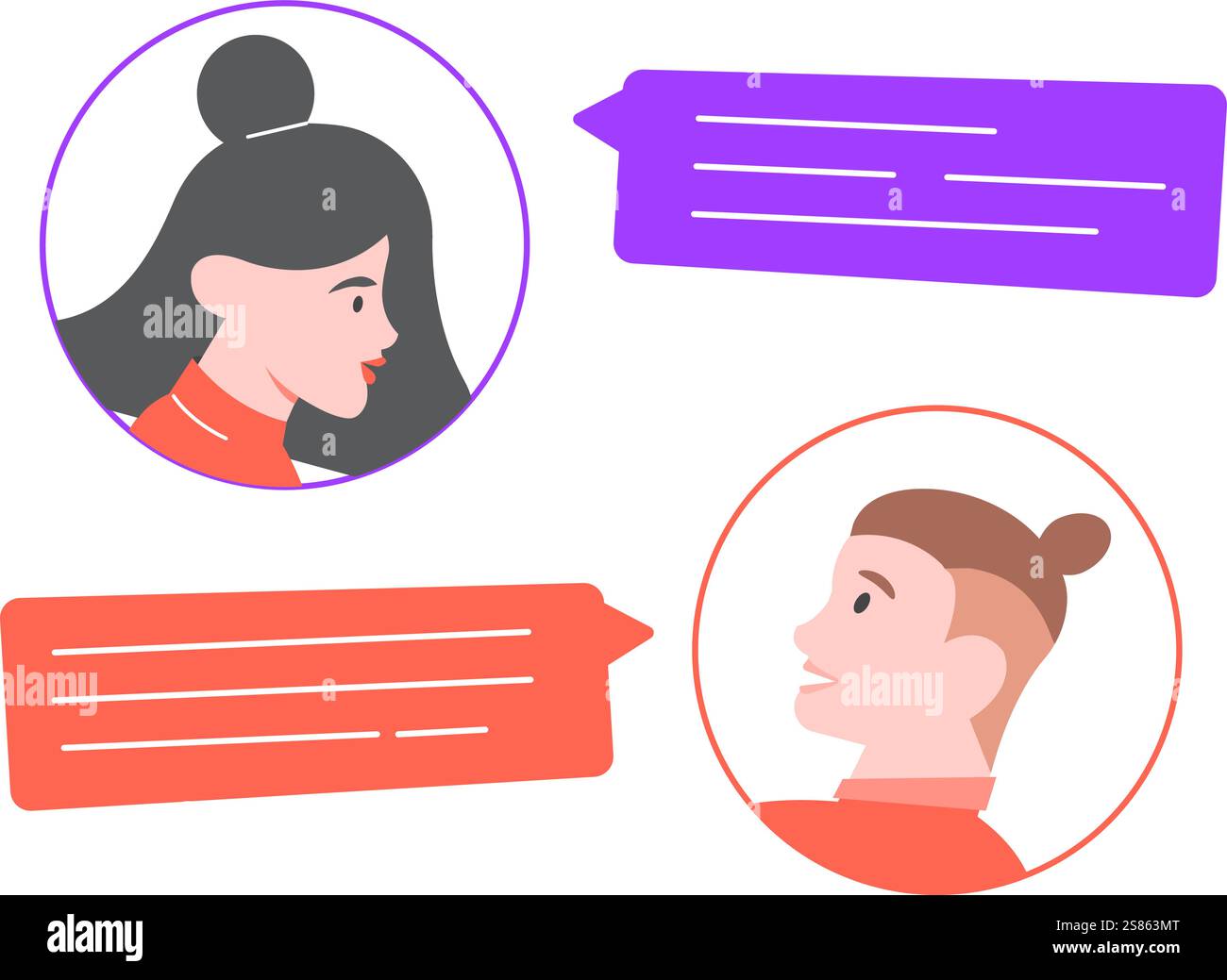 Deux collègues échangent des messages via une application de chat d ...