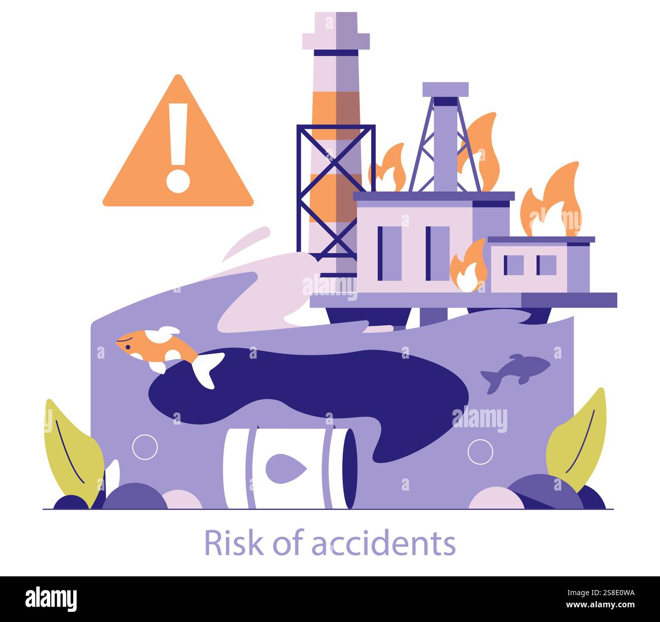 Concept de danger lié au pétrole et au gaz. Les incendies de plates ...