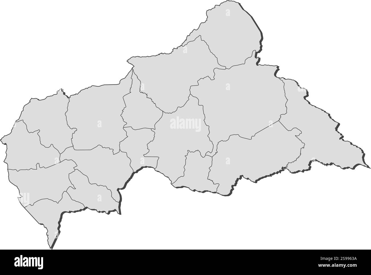 Carte de la République centrafricaine avec les provinces Image ...