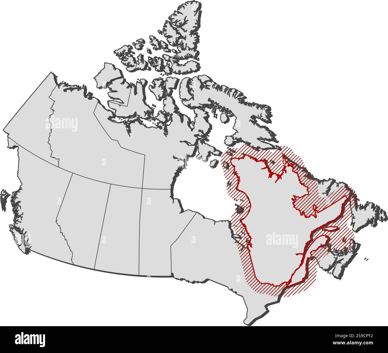 Carte du Canada avec les provinces, le Québec est mis en évidence par ...