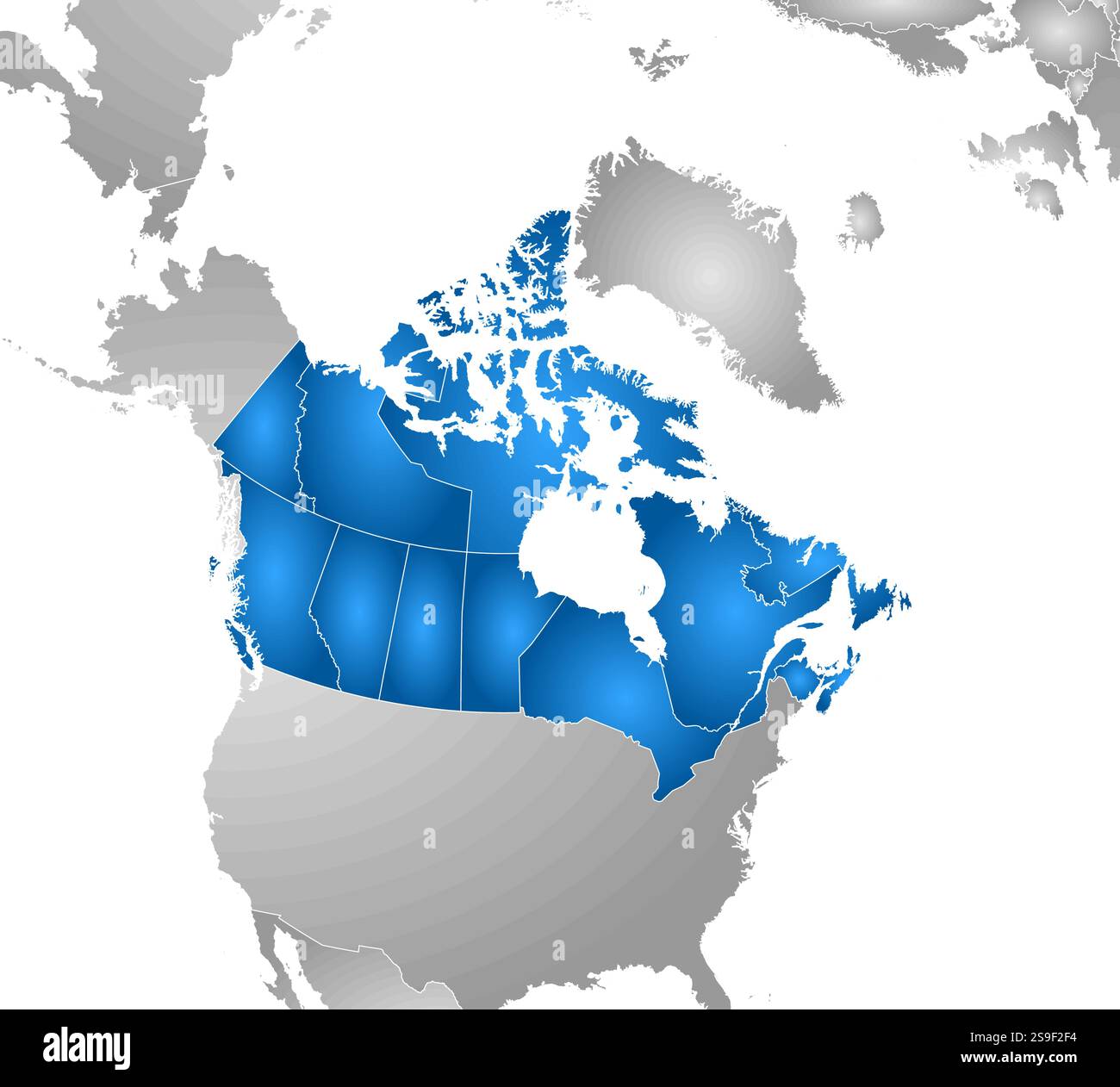 Carte du Canada avec les provinces et les pays voisins, remplie d'un ...