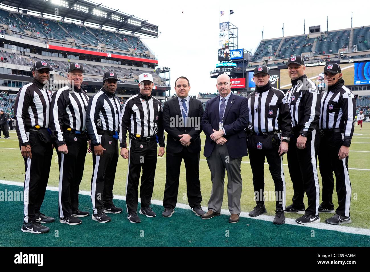 The officiating crew poses for a picture before the NFC Championship ...