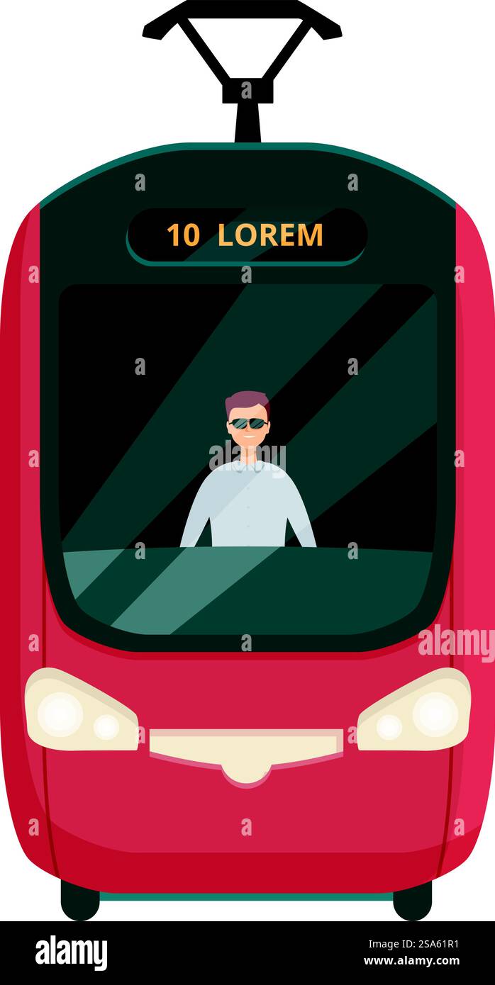 Le chauffeur de tramway conduit un tramway moderne, fournissant les ...