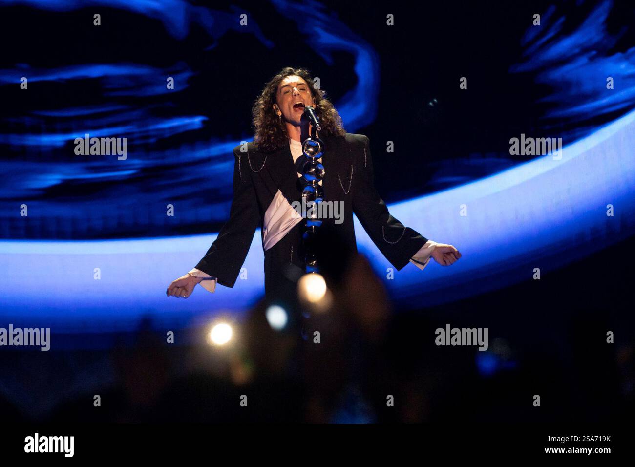Singer Lucas Bun performs during the first semi-final of Benidorm Fest ...