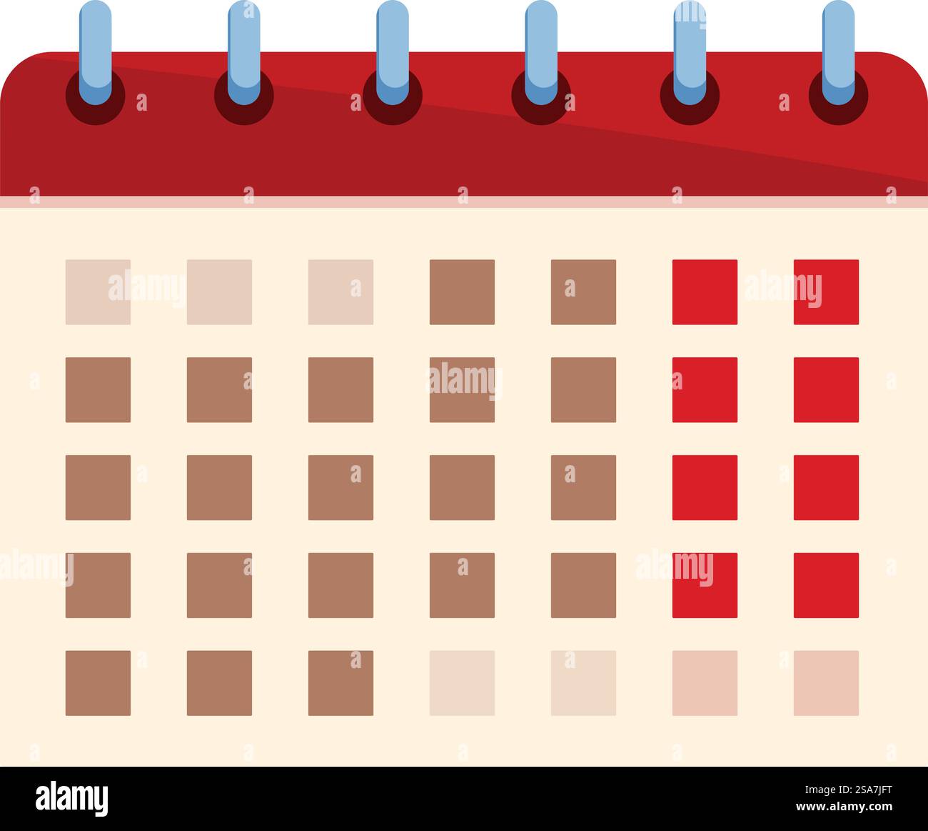 Page de calendrier affichant les jours de la semaine en marron et les ...