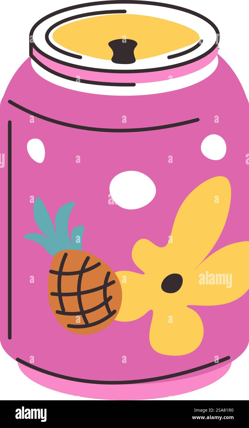 Soda à l'ananas en boîte de conserve, boisson bio et naturelle. Boisson ...